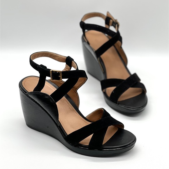 Vionic | Shoes | Vionic Bonita Wedge Sandal Womens 95 Black Leather ...